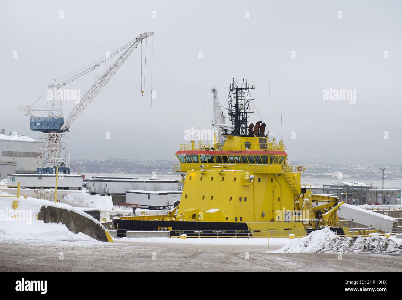 A ship sits in drydock at the Davie shipyard, Friday, December 14, 2018 in Levis Que. THE ...