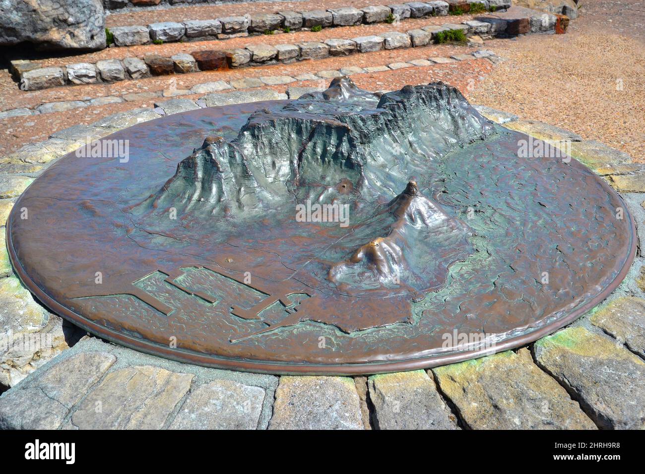 Plastic or relief map of Table Mountain National Park above Cape Town ...