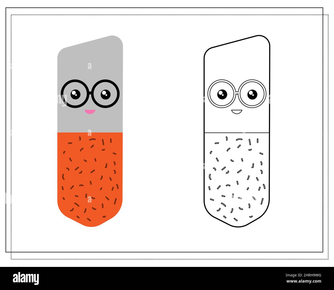 Coloring book for kids. Color a cute cartoon eraser after the pattern ...