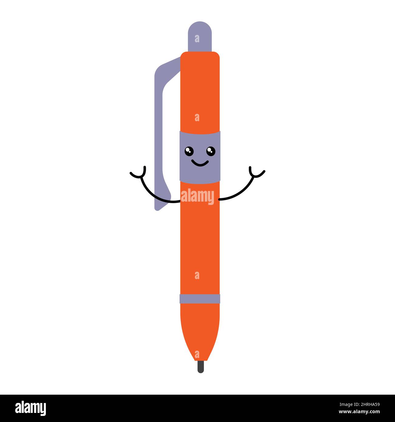 Vector illustration of cute cartoon kawaii pen isolated on white ...