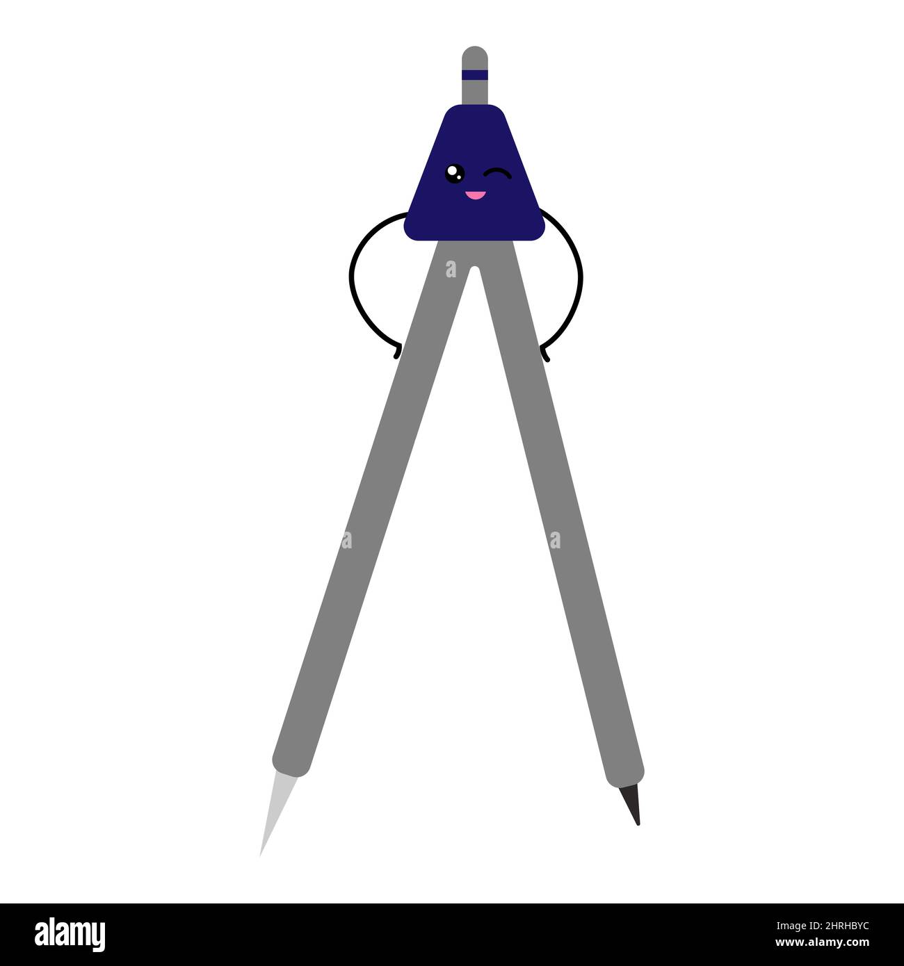 Vector illustration of cute cartoon kawaii compass isolated on white ...