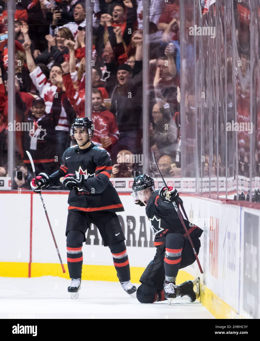 Canada's MacKenzie Entwistle, front right, and Joe Veleno celebrate ...