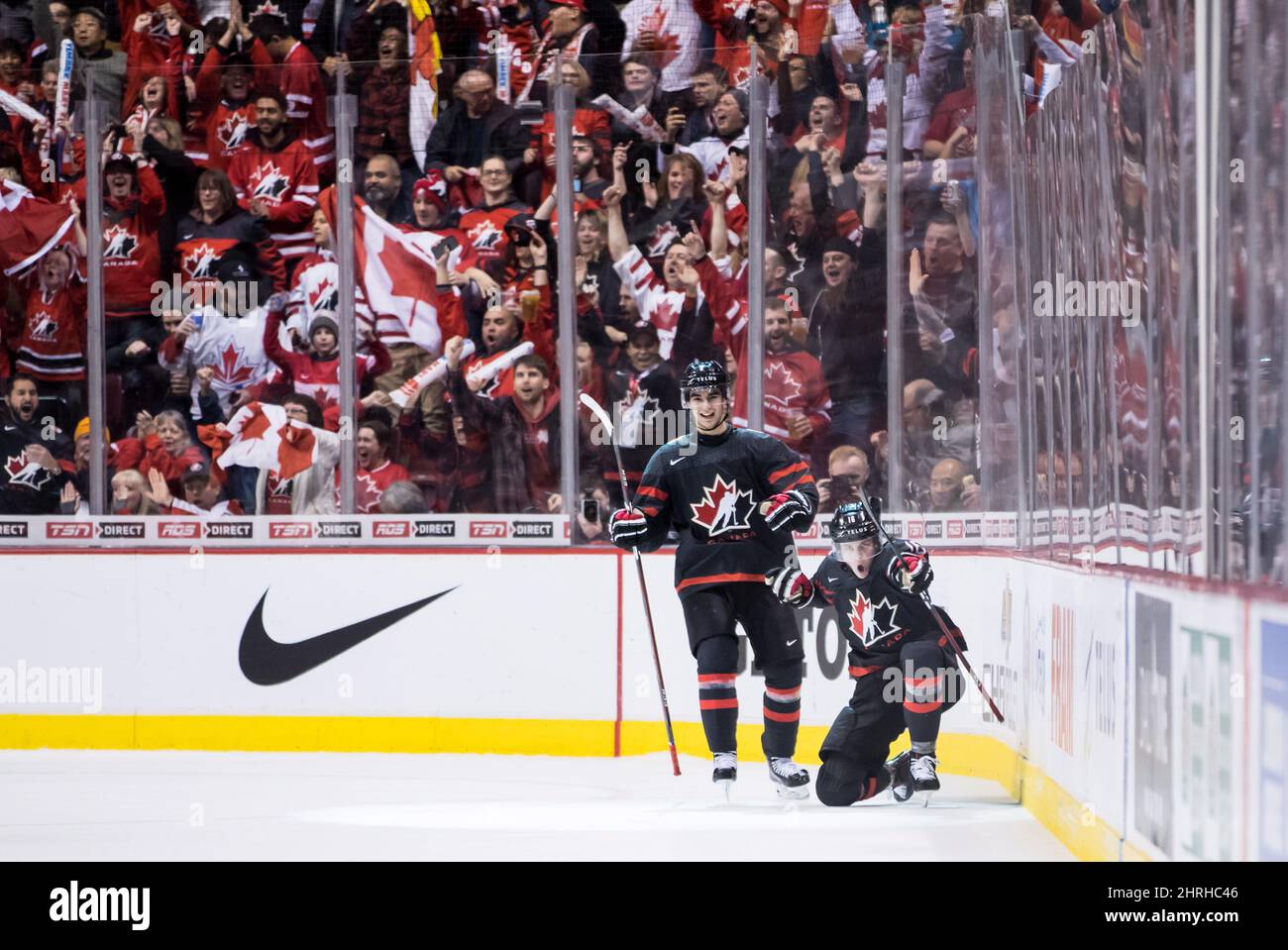 Canada's MacKenzie Entwistle, front right, and Joe Veleno celebrate ...