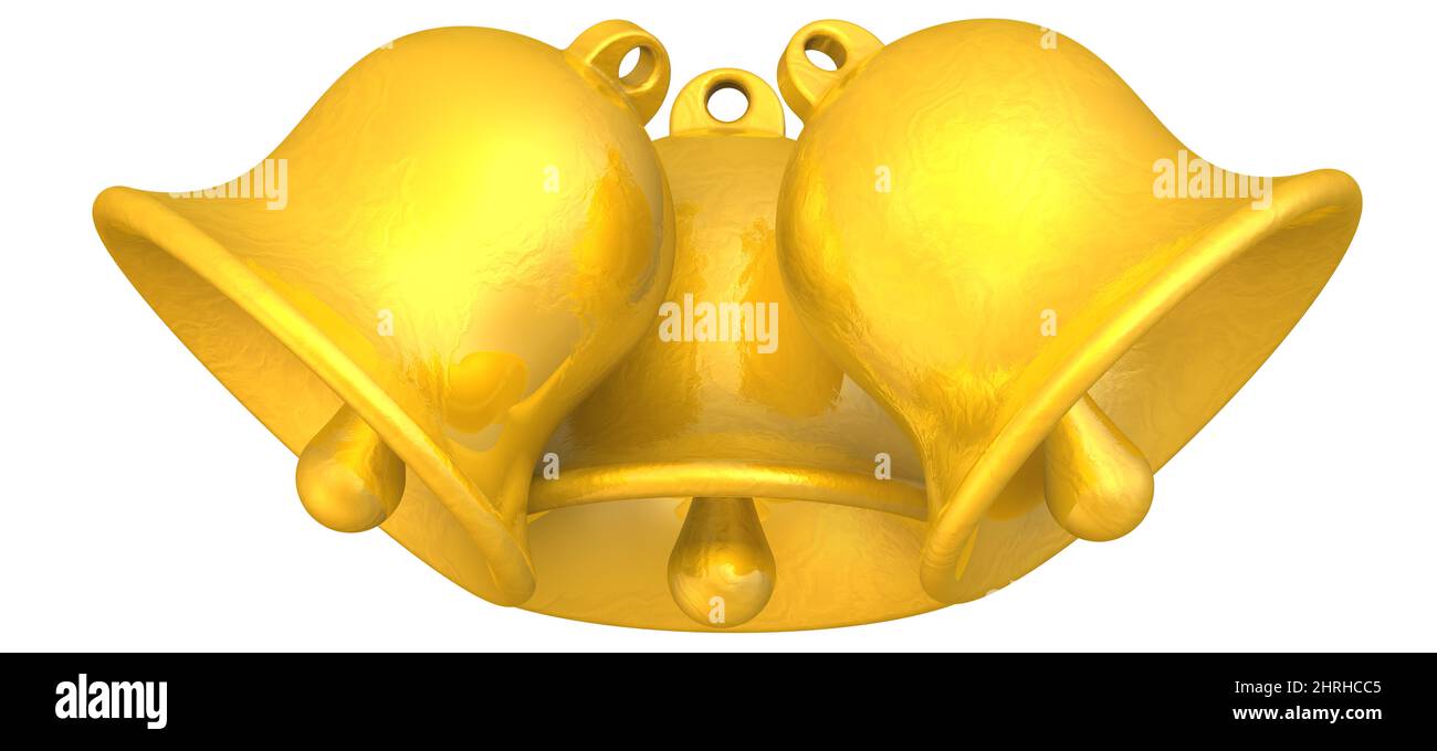 Group of yellow ringing bells. 3D illustration Stock Photo - Alamy