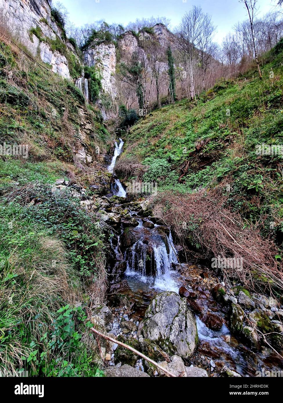 Beautiful landscape of a mountain waterfall in Spain Stock Photo - Alamy