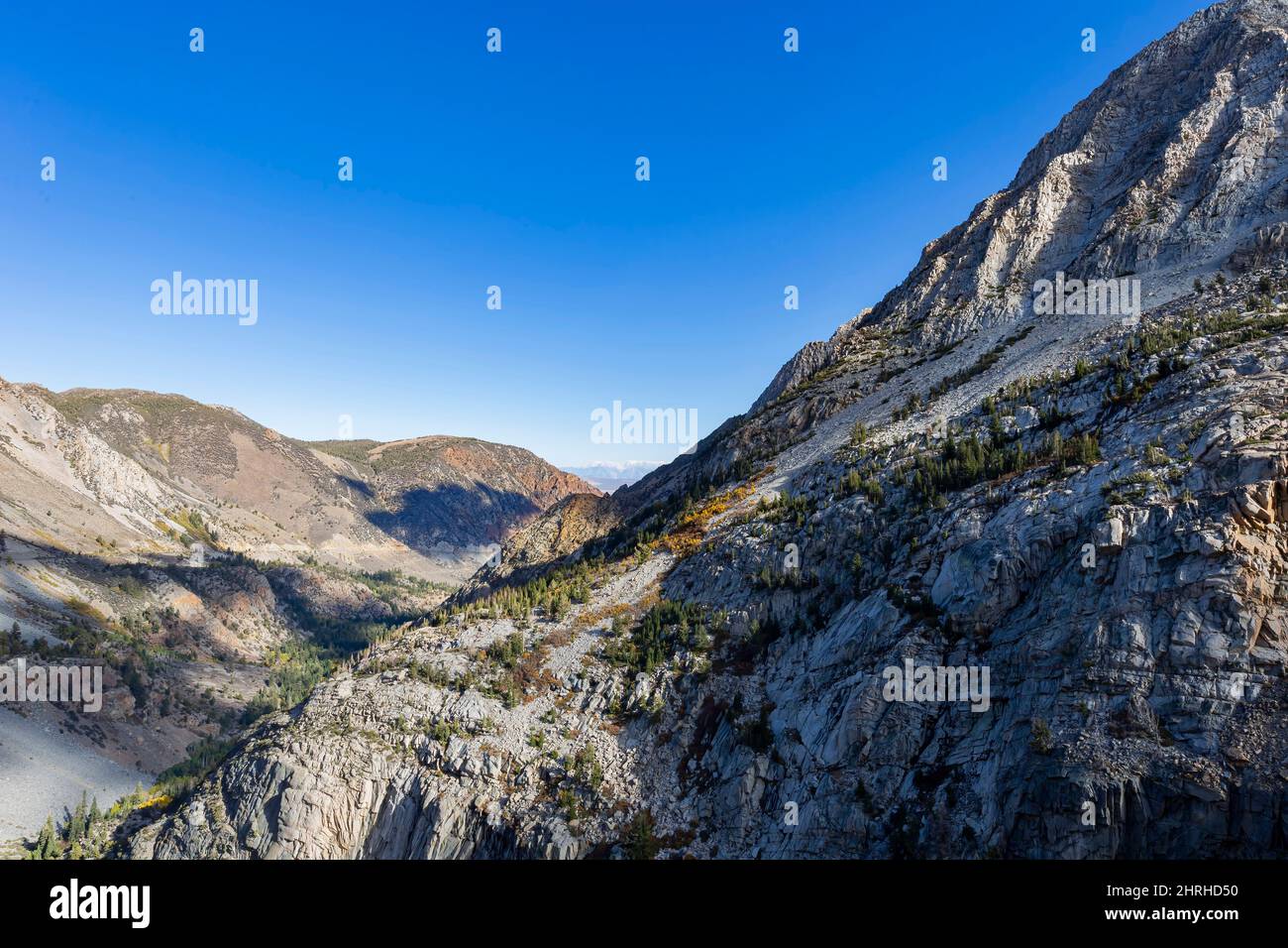 Sunny view of the fall color around Conway Summit at California Stock ...