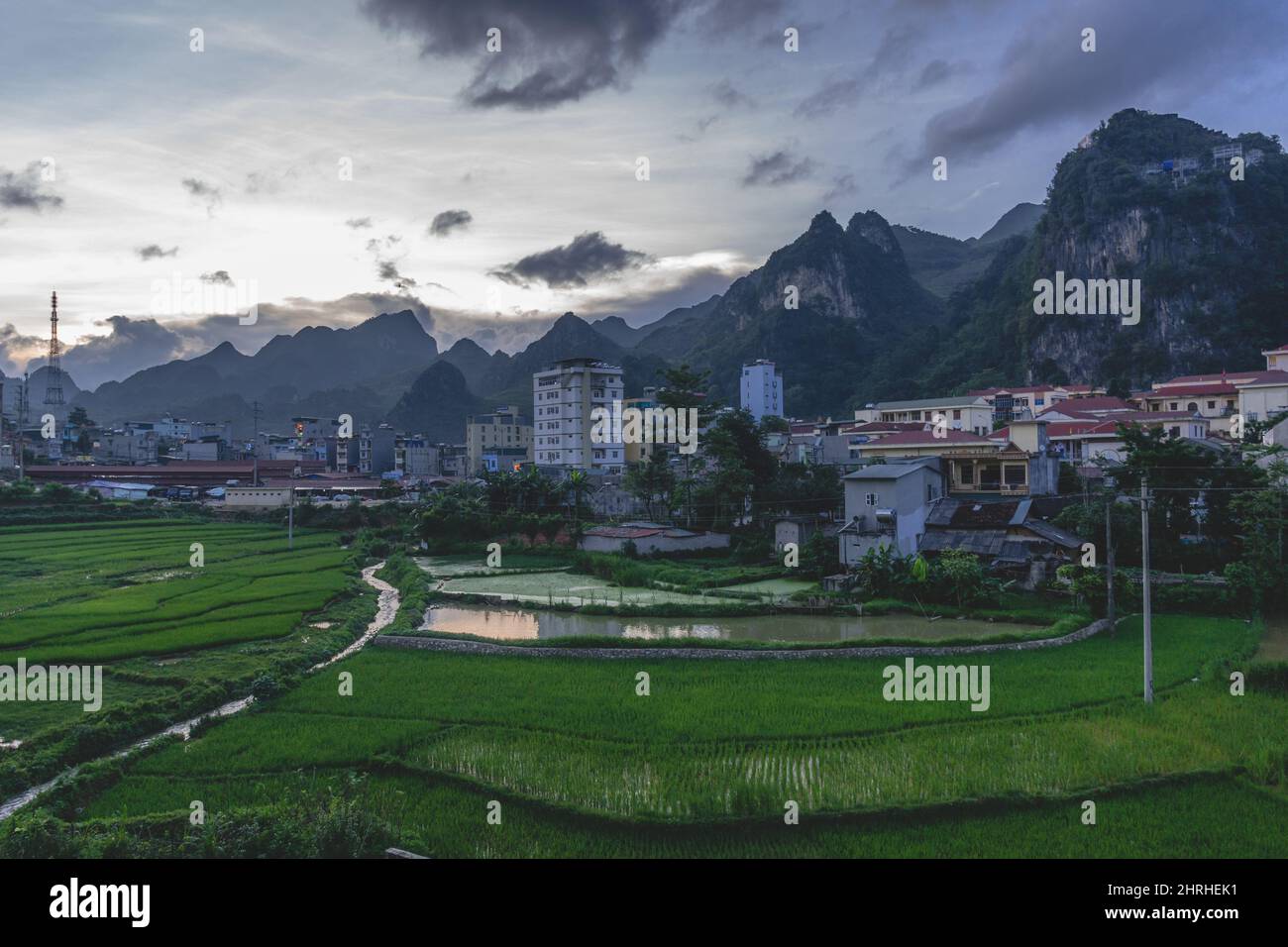 Town between mountains in Vietnam Stock Photo - Alamy
