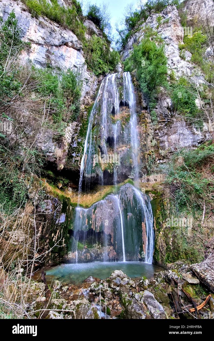 Beautiful landscape of a mountain waterfall in Spain Stock Photo - Alamy