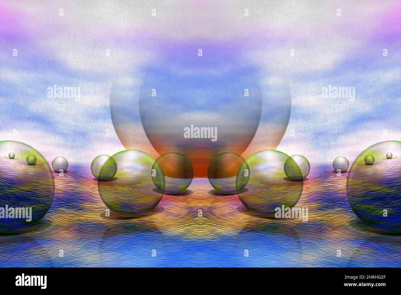 Beautiful painting of balls on a water Stock Photo - Alamy