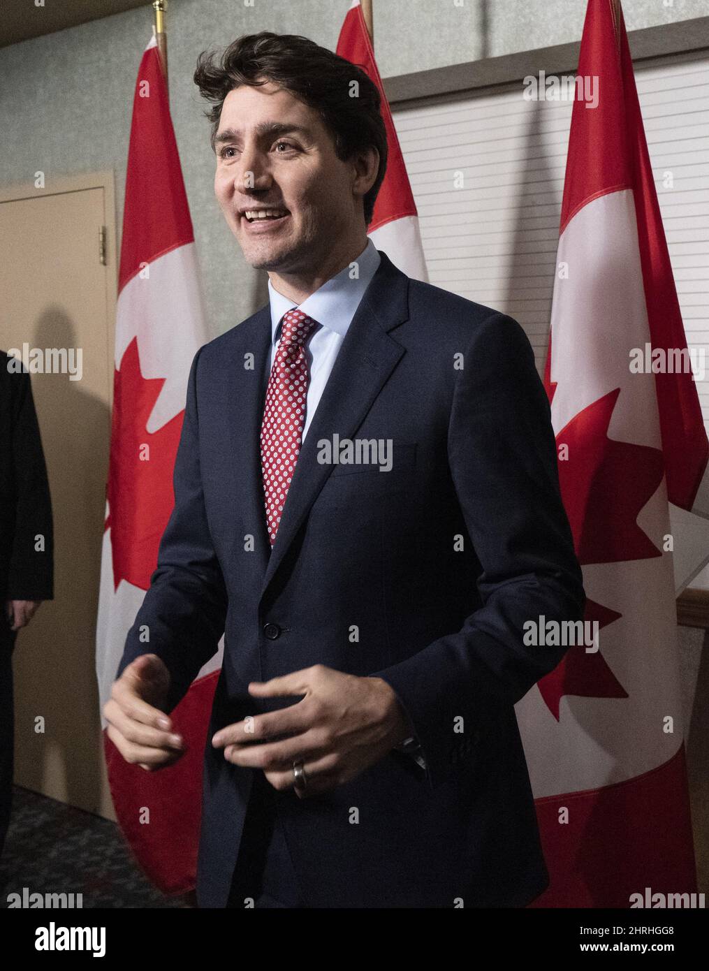 Prime Minister Justin Trudeau arrives for a cabinet meeting in ...