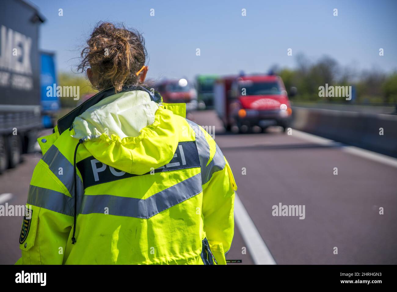 Police on the highway controling the process Stock Photo - Alamy