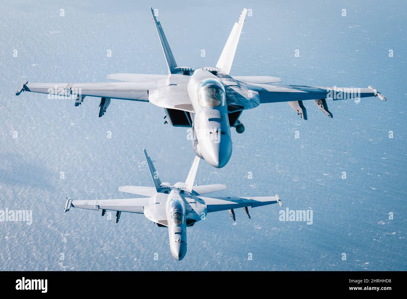 U.S. Navy F/A-18 Super Hornet fighter jets during joint air-to-air ...