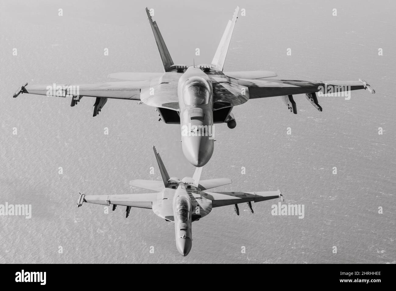 U.S. Navy F/A-18 Super Hornet fighter jets during joint air-to-air ...
