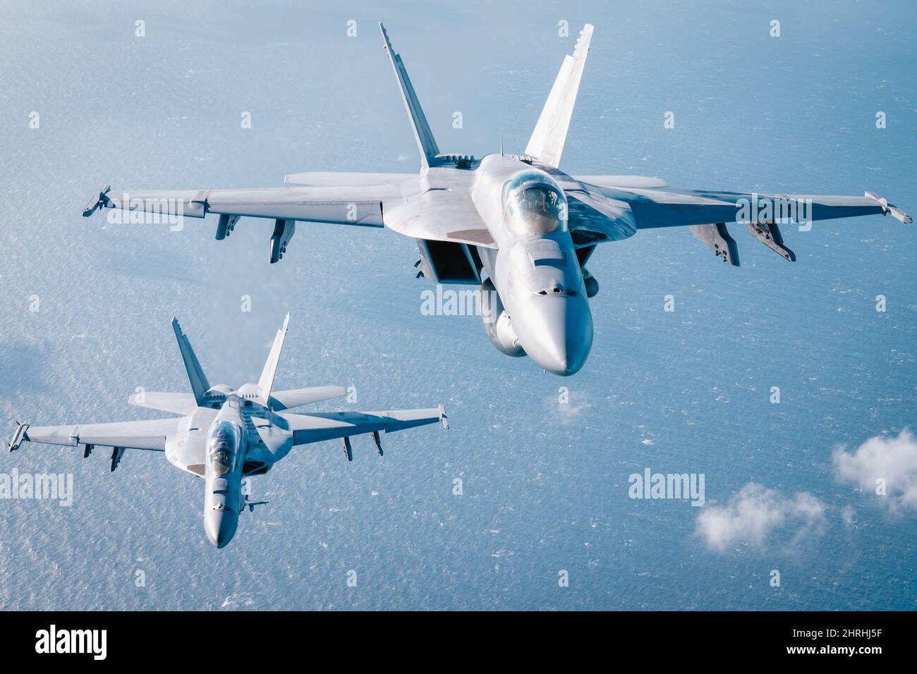 U.S. Navy F/A-18 Super Hornet fighter jets during joint air-to-air ...