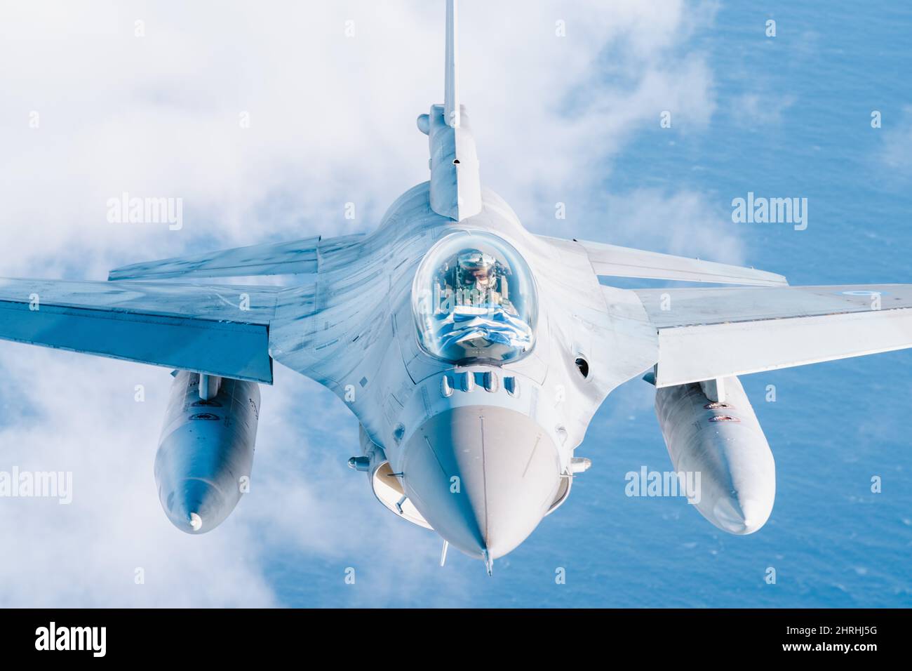 A Hellenic Air Force F-16 Fighting Falcon fighter jet, during air-to ...