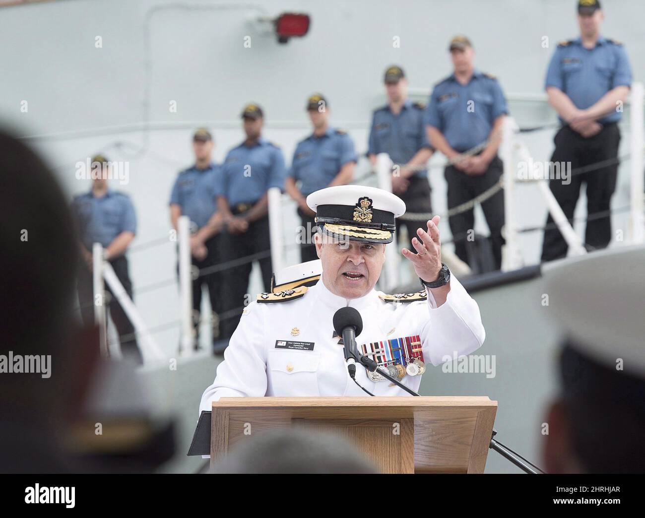 Vice-Admiral Ron Lloyd, commander of the Royal Canadian Navy, addresses ...