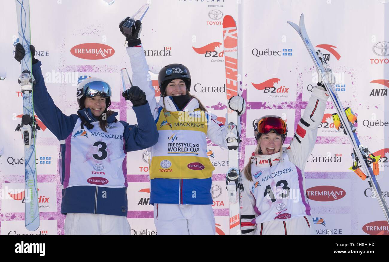 Women's gold medalist Perrine Laffont of France, centre, silver ...