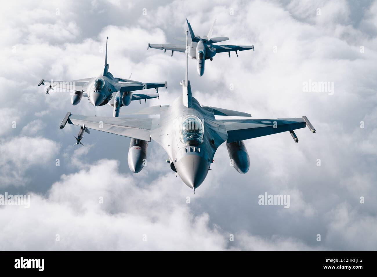 Hellenic Air Force F-16 Fighting Falcon fighter jets, lead a formation ...