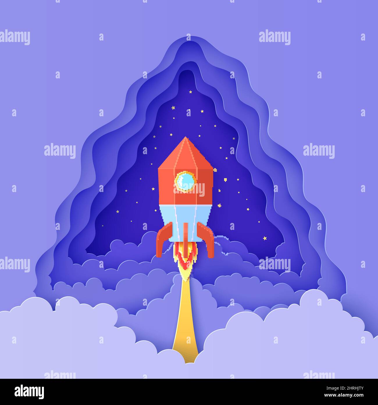 Startup rocket papercraft Stock Vector Images - Alamy