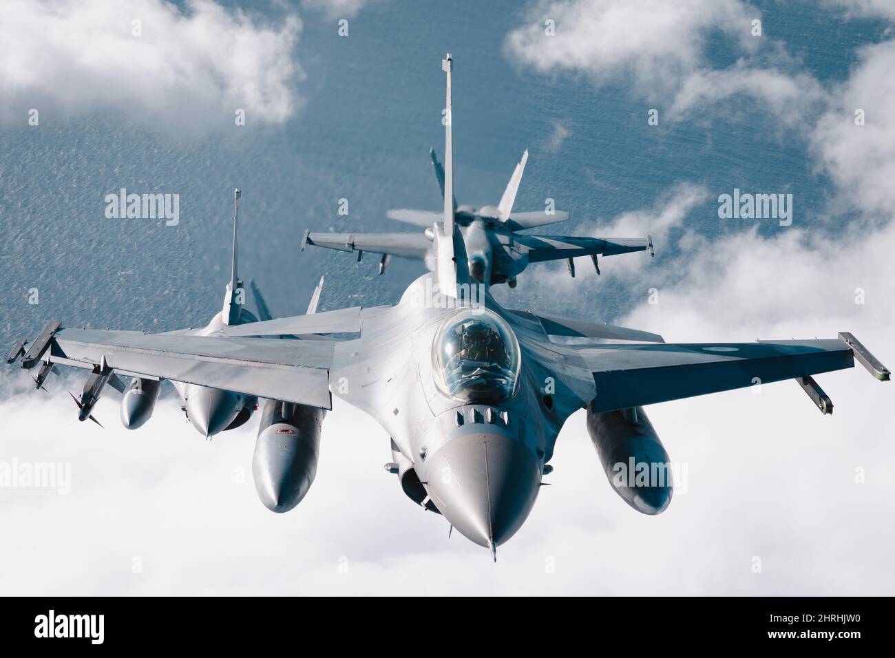 Hellenic Air Force F-16 Fighting Falcon fighter jets, lead a formation ...