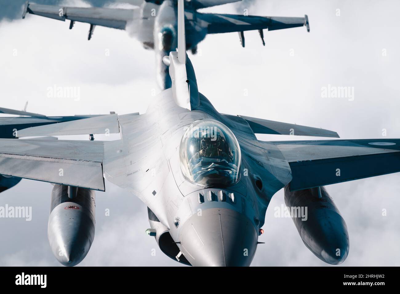 Hellenic Air Force F-16 Fighting Falcon fighter jets, lead a formation ...