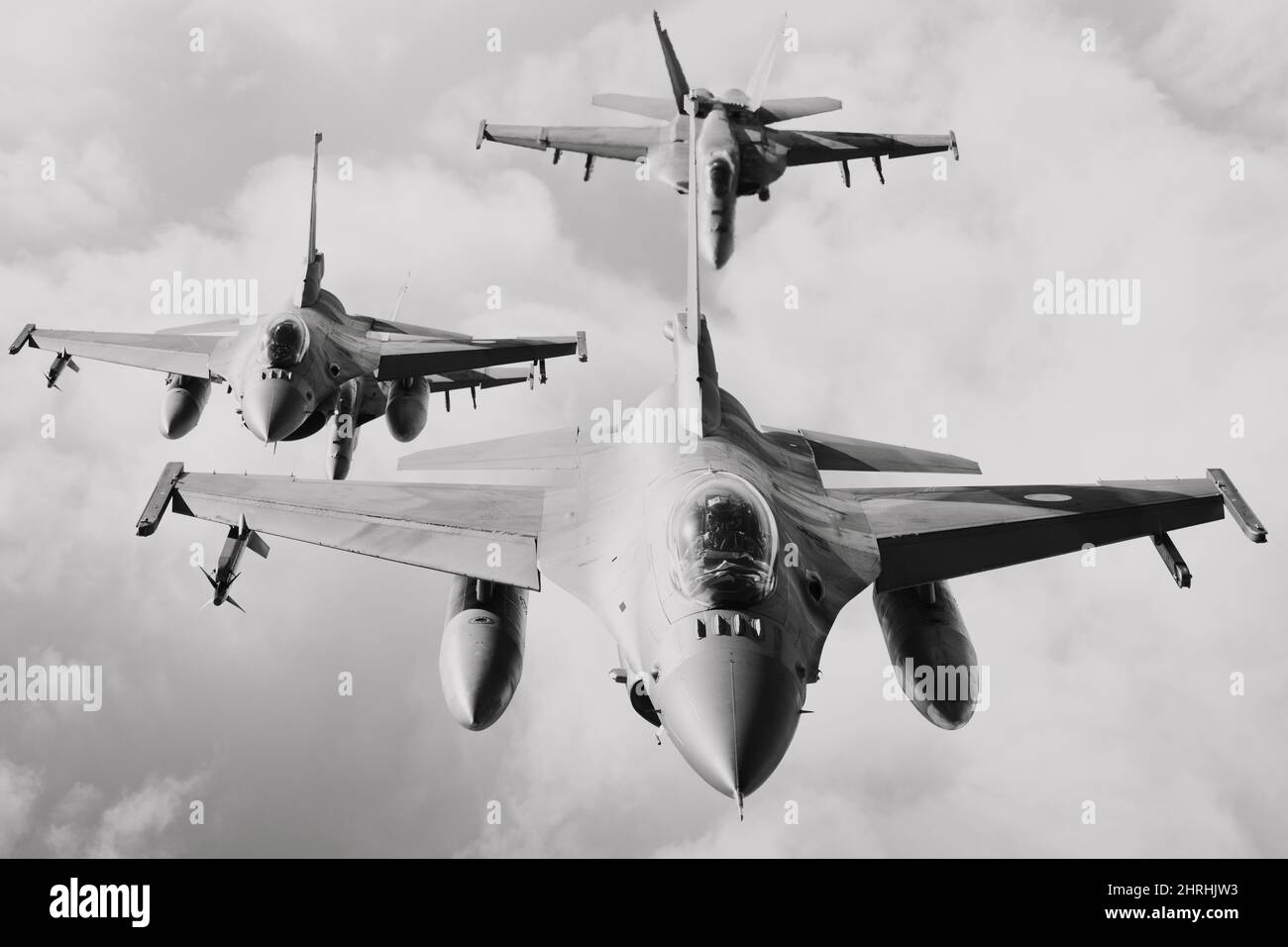 Hellenic Air Force F-16 Fighting Falcon fighter jets, lead a formation ...