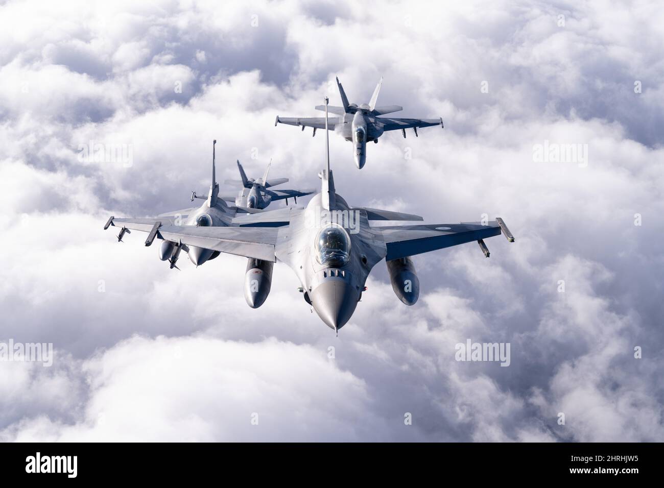 Hellenic Air Force F-16 Fighting Falcon fighter jets, lead a formation ...