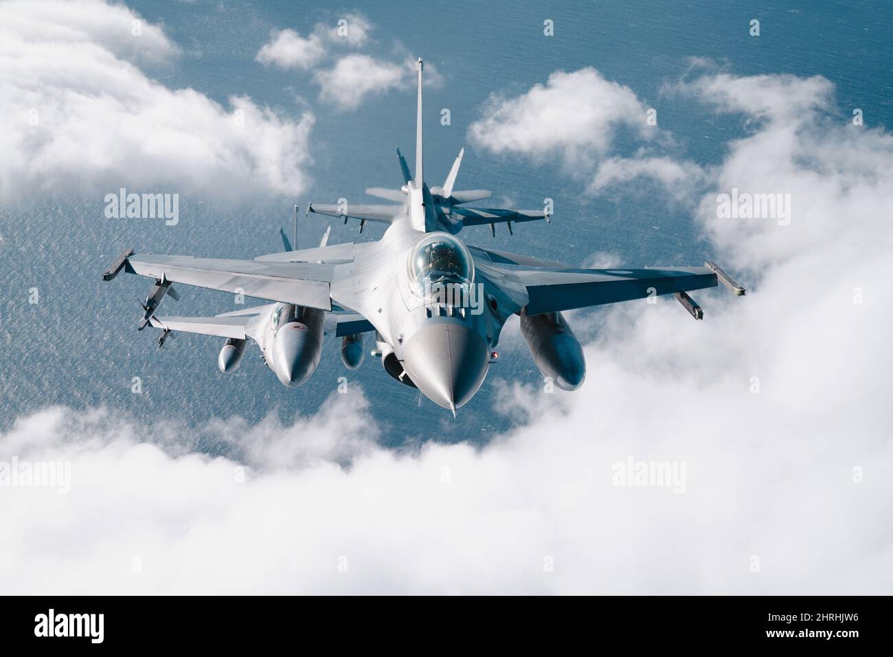 Hellenic Air Force F-16 Fighting Falcon fighter jets, lead a formation ...