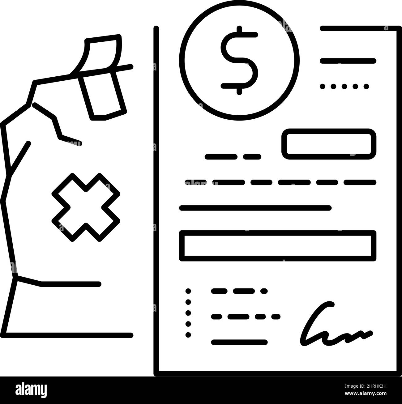 compensation broken or lost parcel line icon vector illustration Stock ...