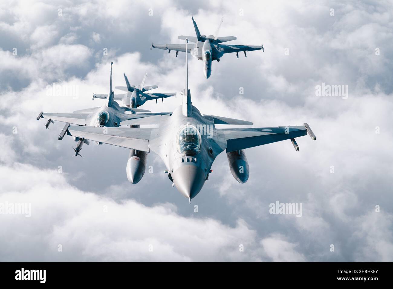 Hellenic Air Force F-16 Fighting Falcon fighter jets, lead a formation ...