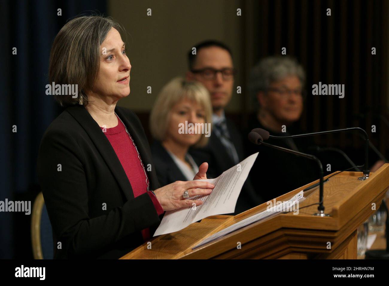 Chief coroner Lisa Lapointe speaks about the details of a report before ...