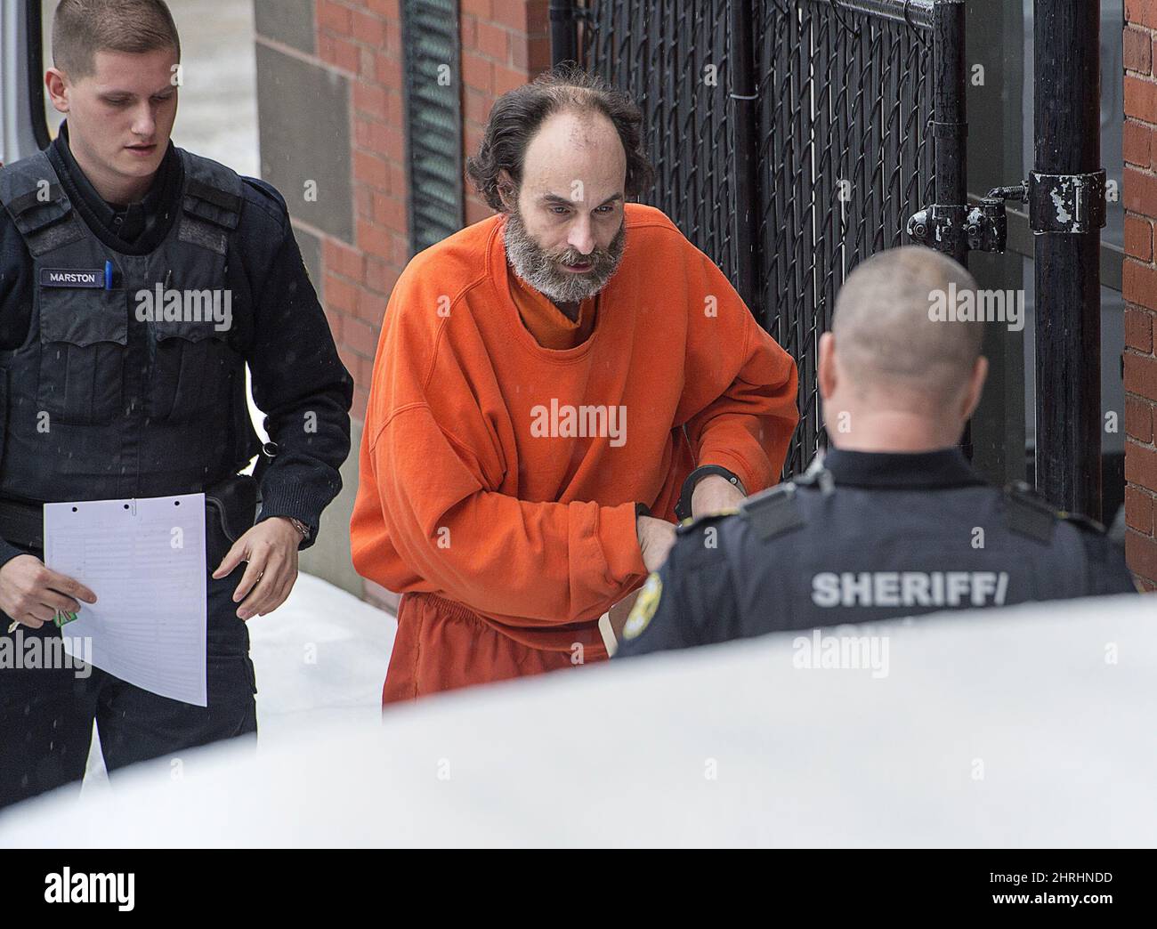 Matthew Vincent Raymond arrives at provincial court in Fredericton on ...