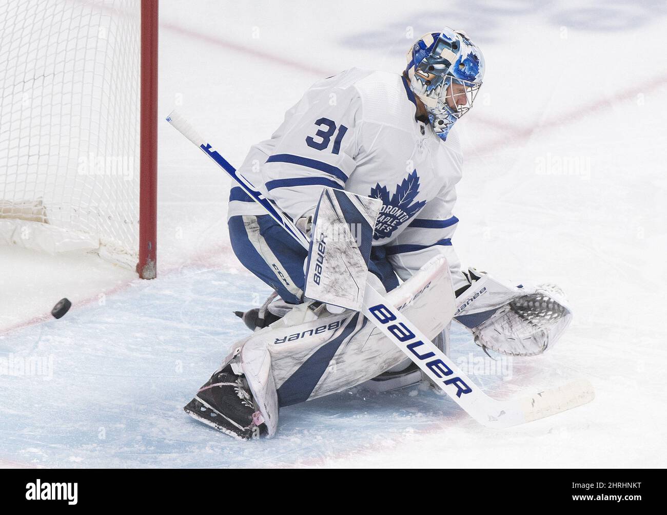 Toronto Maple Leafs goaltender Frederik Andersen is scored on by ...