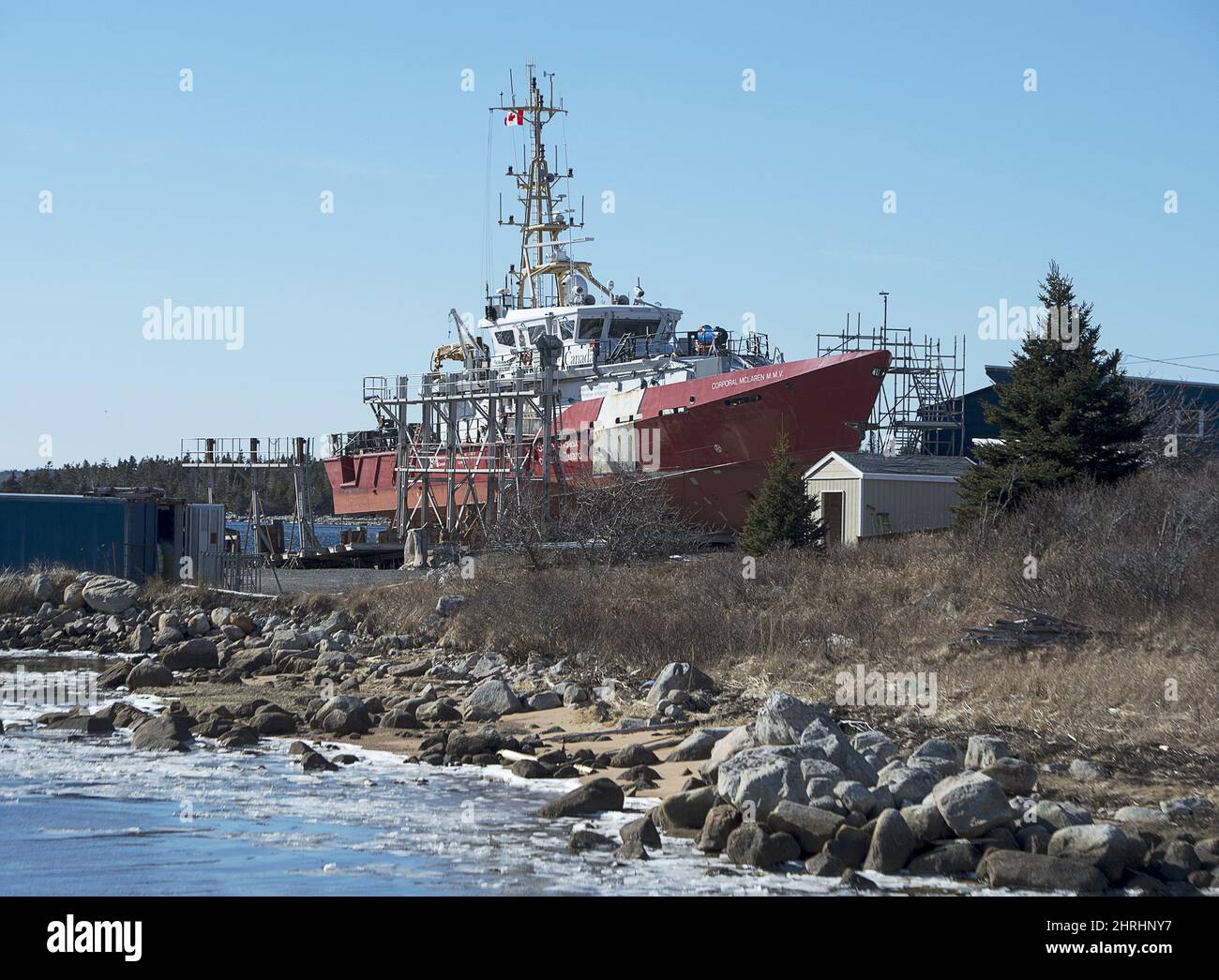 The Canadian Coast Guard patrol ship, CCGS Corporal McLaren M.M.V., a ...