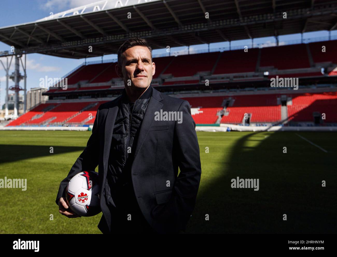 Canada men's national soccer team newly-announced coach John Herdman poses for a picture at BMO ...