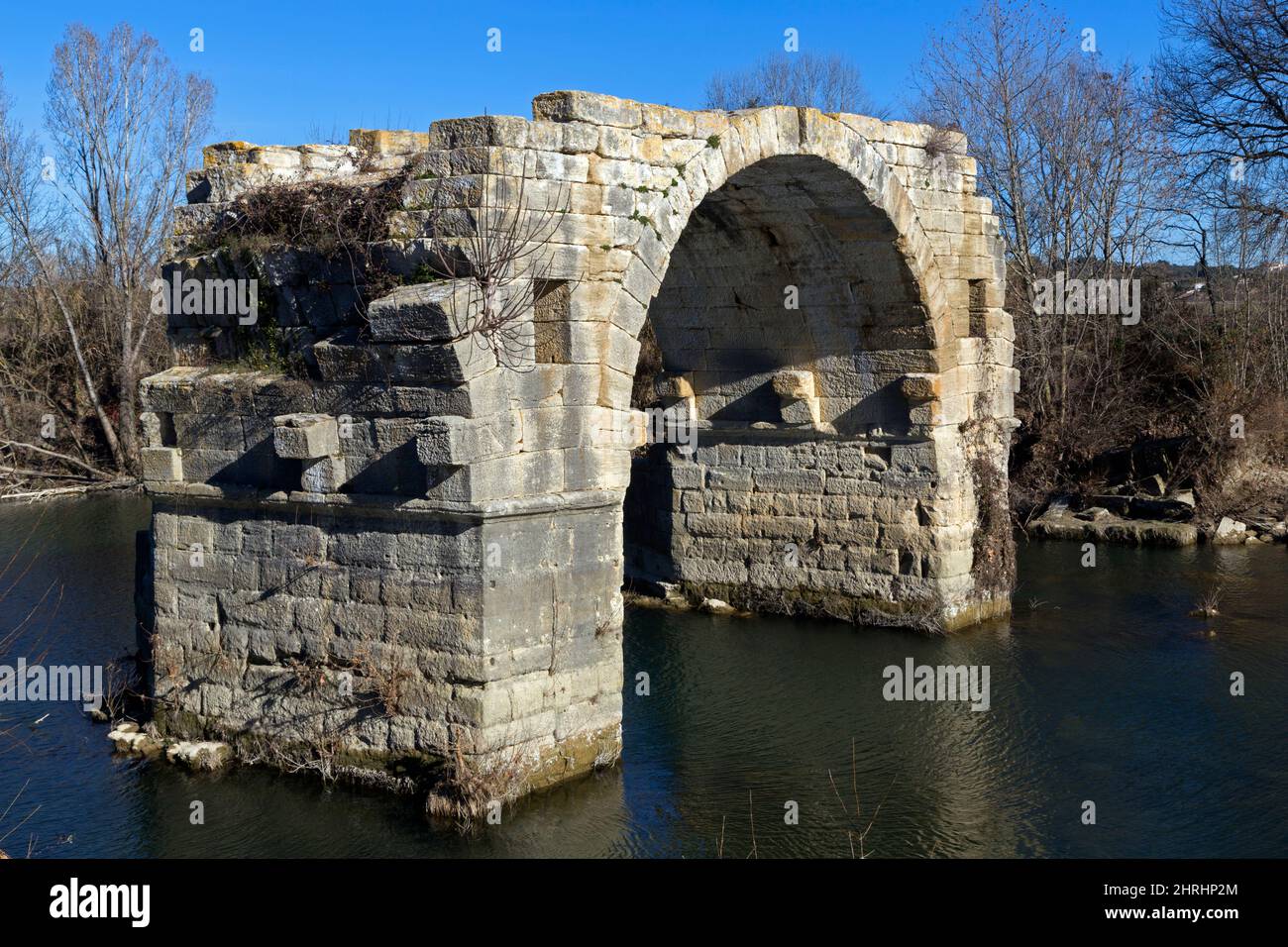 Via Domitia, old Roman road, Ambroix bridge over the Vidourle river ...