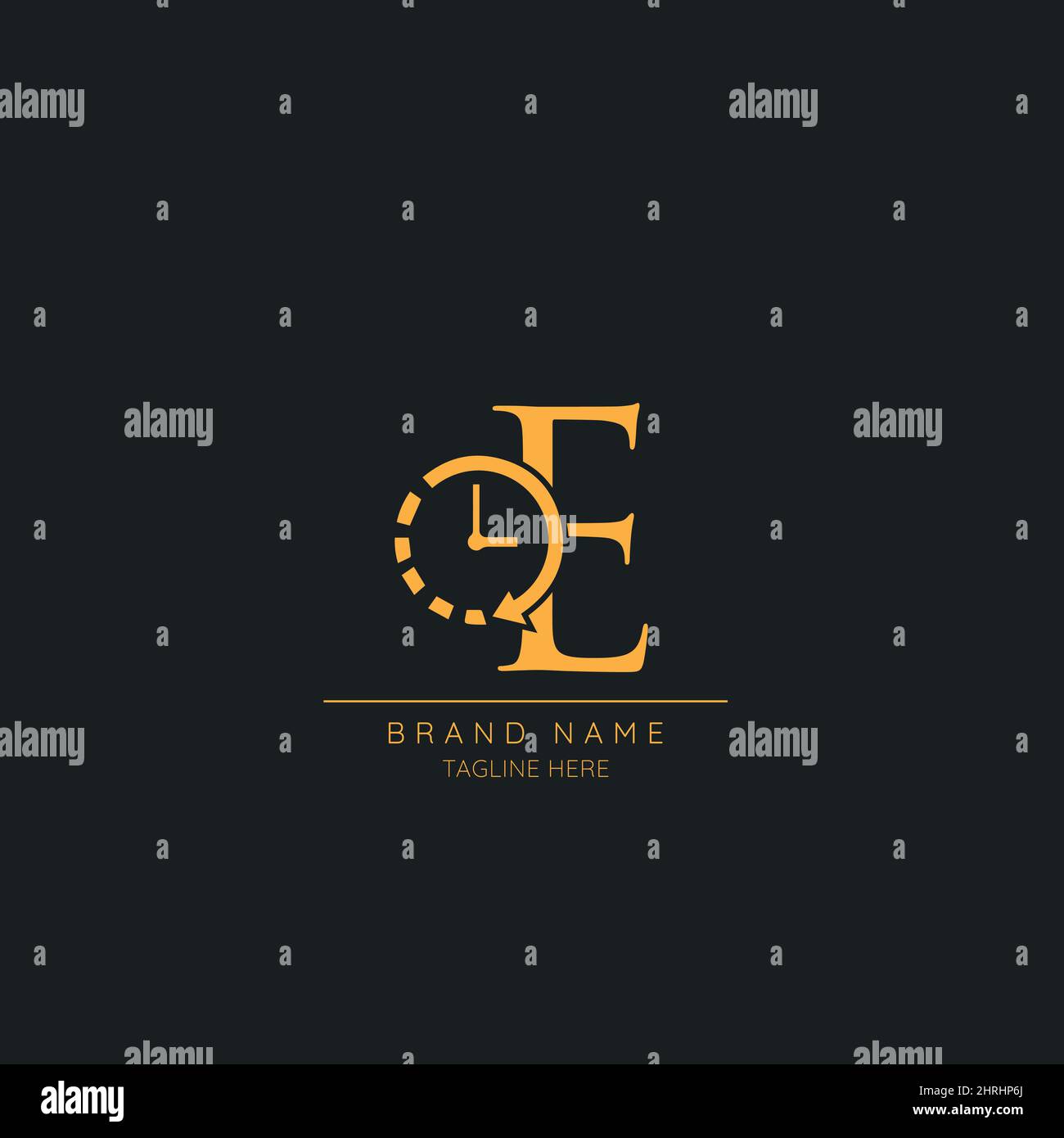 Abstract E initial letter icon logo incorporated with clock Stock ...
