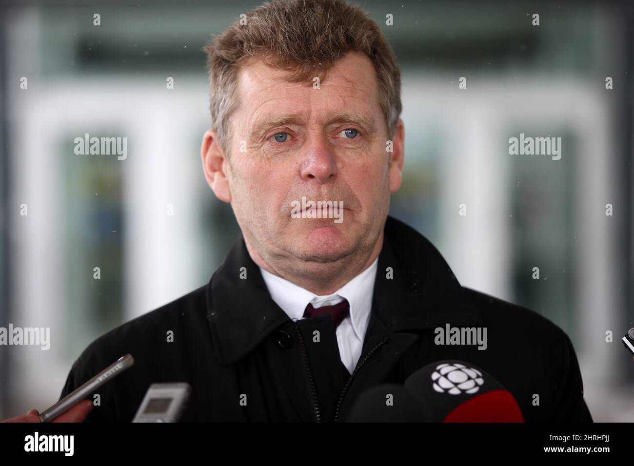 Ian Moss, CEO of Gymnastics Canada speaks with reporters outside the ...