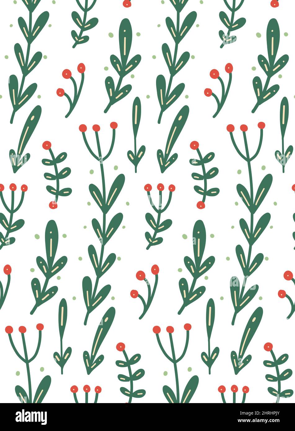 Vector seamless rustic floral pattern on white background. Texture with ...