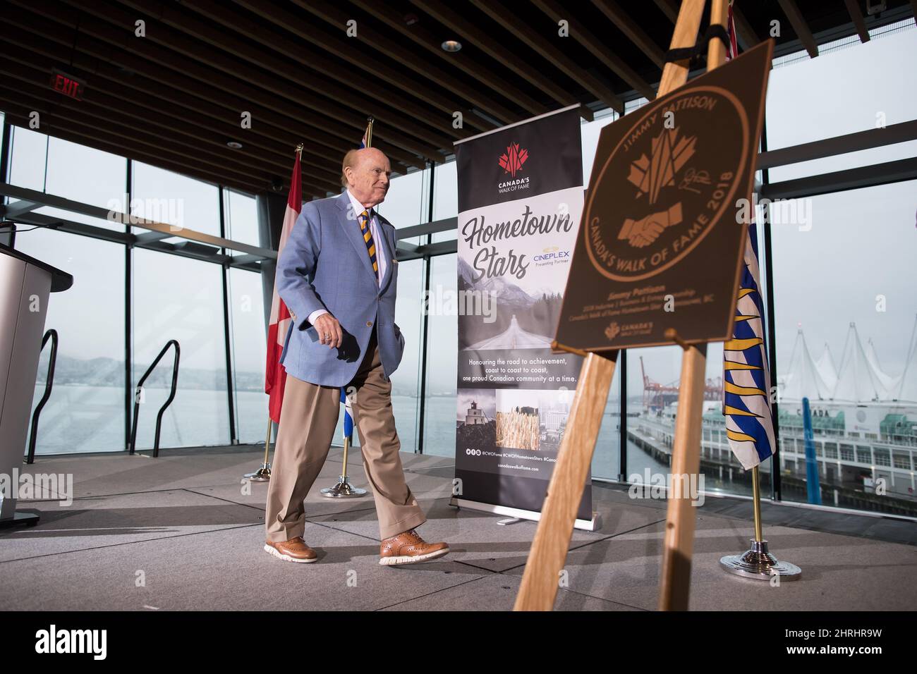 Businessman and philanthropist Jim Pattison walks off stage after ...