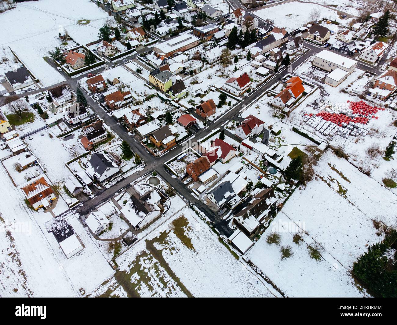Aerial view of City Sonneberg in Thuringia in the winter Stock Photo ...