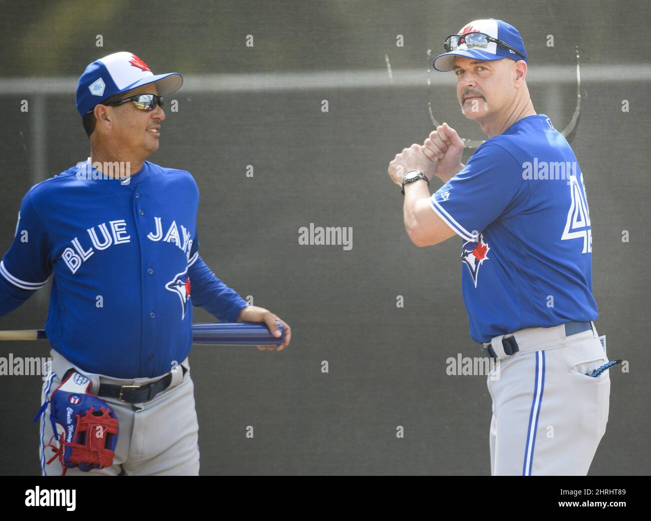 Toronto Blue Jays manager Charlie Montoyo, left, watches Blue Jays ...