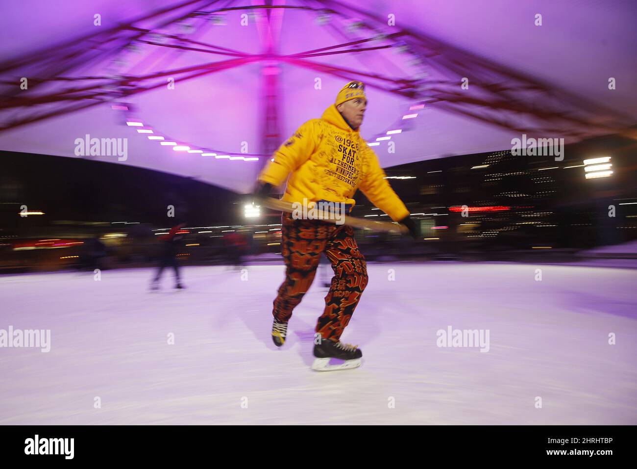 Steve McNeil is photographed as he skates during his fundraising skate ...