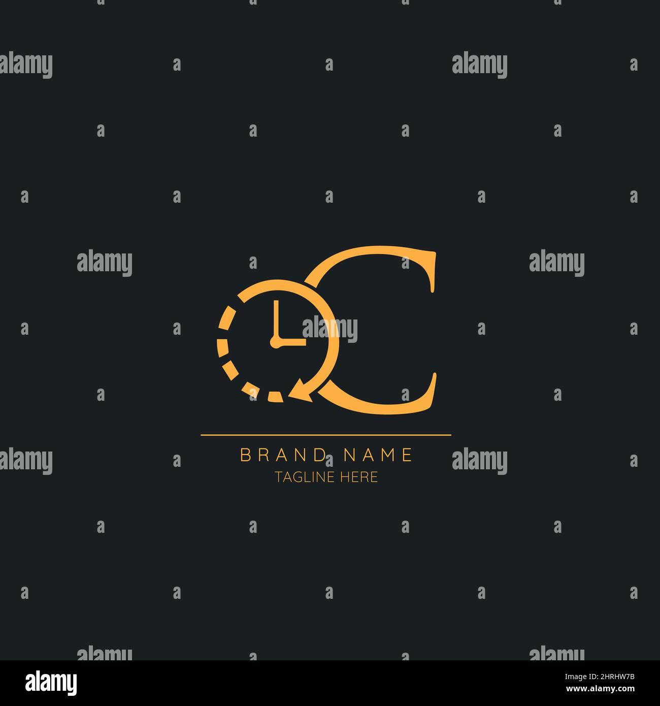 Abstract C initial letter icon logo incorporated with clock Stock ...