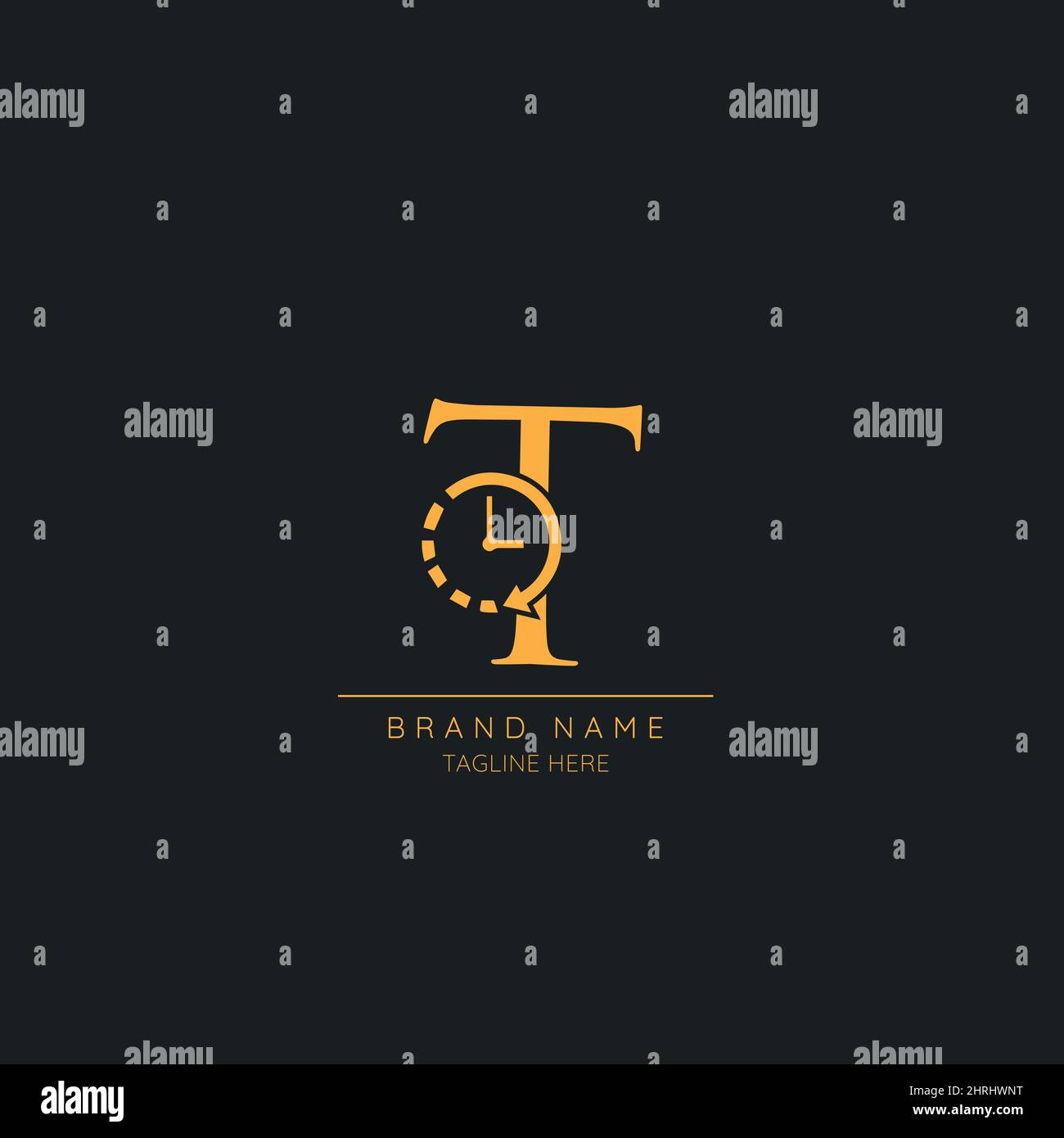 Abstract T initial letter icon logo incorporated with clock Stock ...