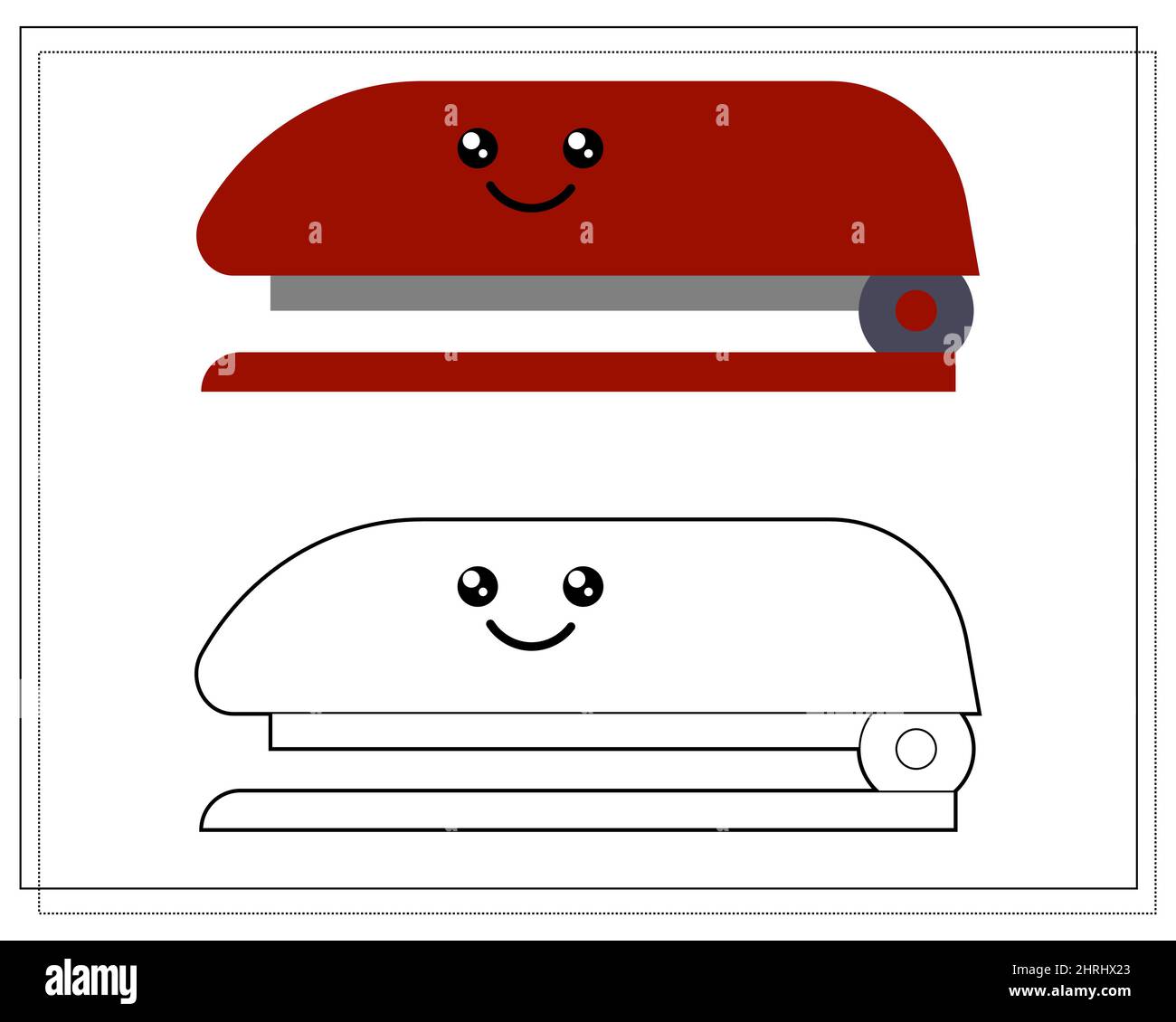 Coloring book for kids. Color a cute cartoon stapler after the pattern ...