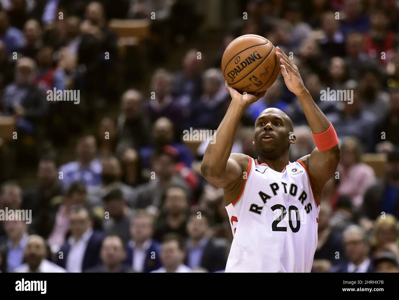 Toronto Raptors guard Jodie Meeks (20) makes the three pointer during ...