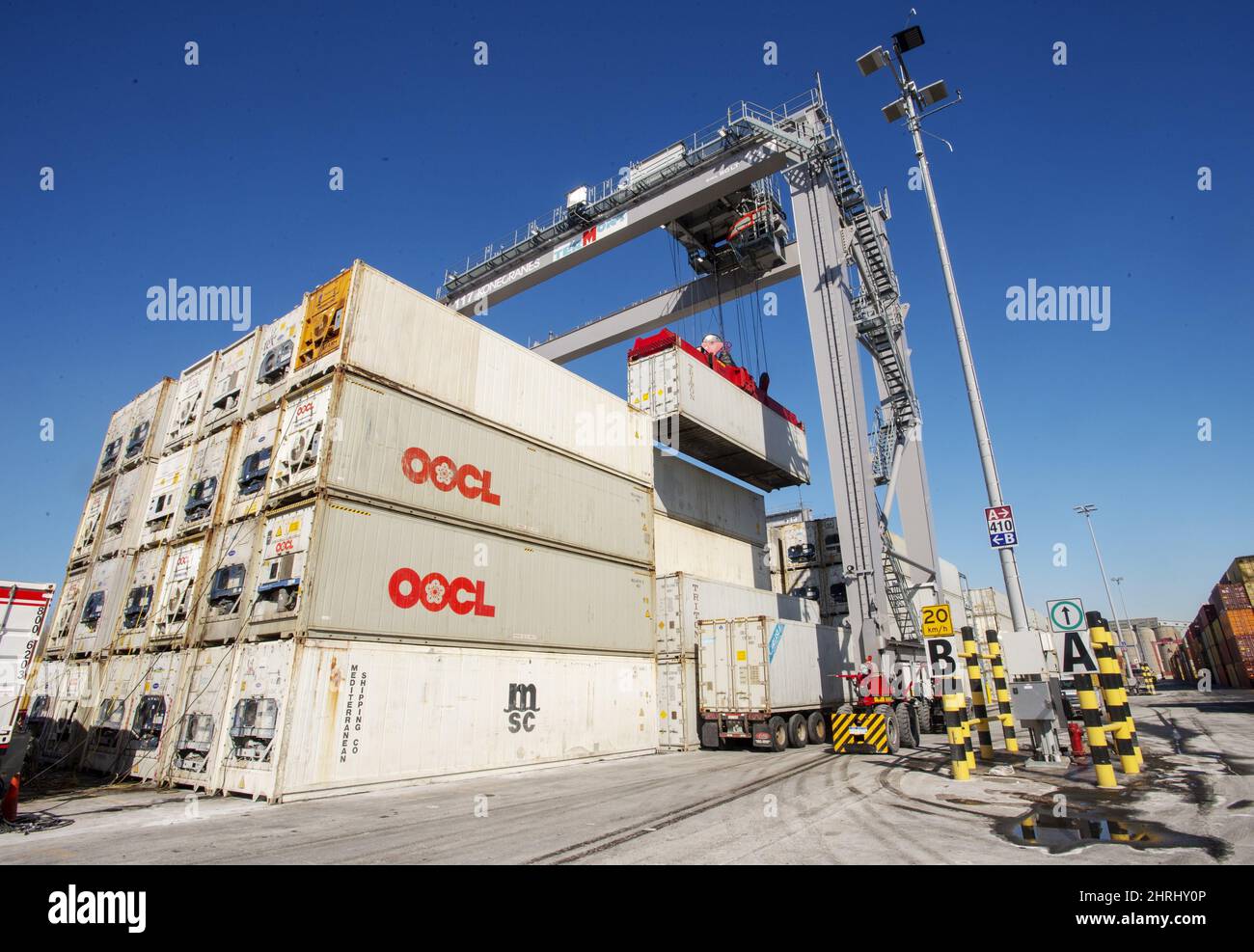 Containers are stacked at the Port of Montreal Friday, March 1, 2019 in ...