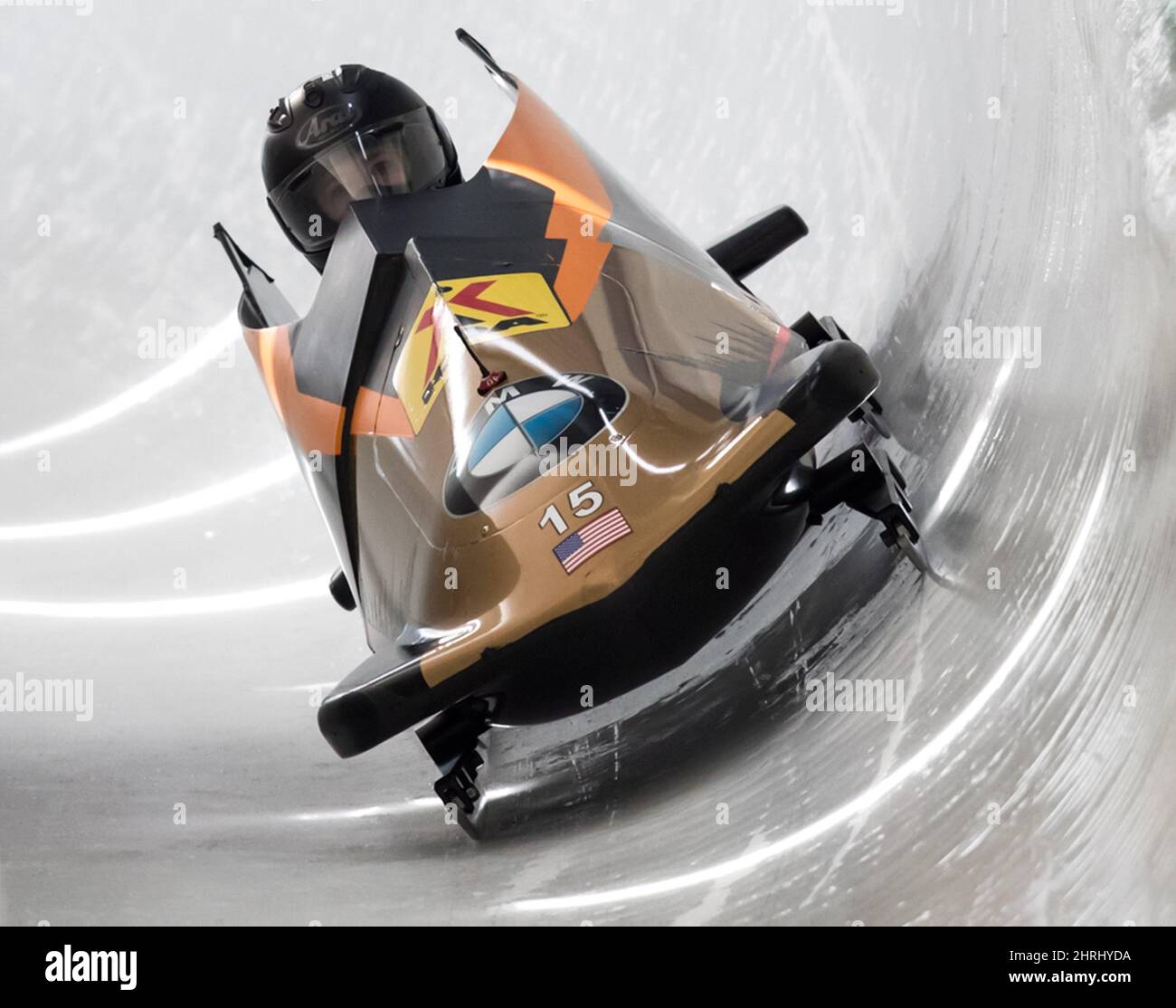 Brittany Reinbolt and Lauren Gibbs, of the U.S., race down the track on ...