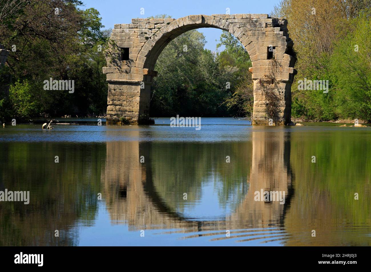 Via Domitia, old Roman road, Ambroix bridge over the Vidourle river ...
